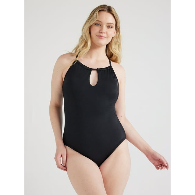 Time And Tru Womens And Plus Keyhole One Piece Swimsuit Sizes Xs 3x