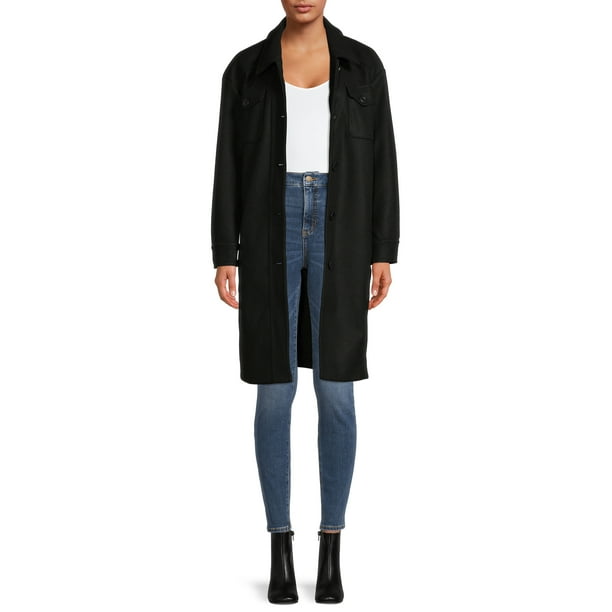Time and Tru Women's and Plus Long Shacket Coat - Walmart Business Supplies