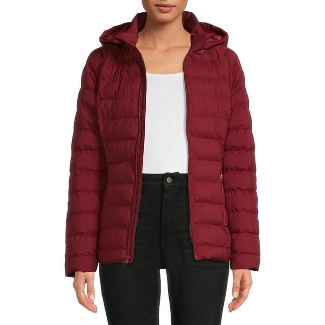 Time and Tru Women's and Plus Packable Stretch Zip Up Puffer Jacket - Walmart.com
