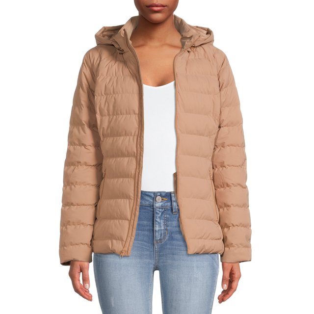Time and Tru Women's and Plus Packable Stretch Zip Up Puffer Jacket - Walmart.com