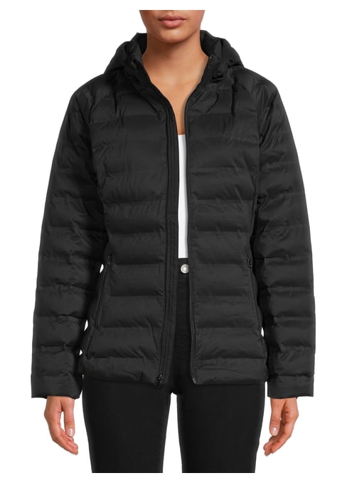 Time and Tru Women's Plus Size Packable Puffer Jacket with Hood ...