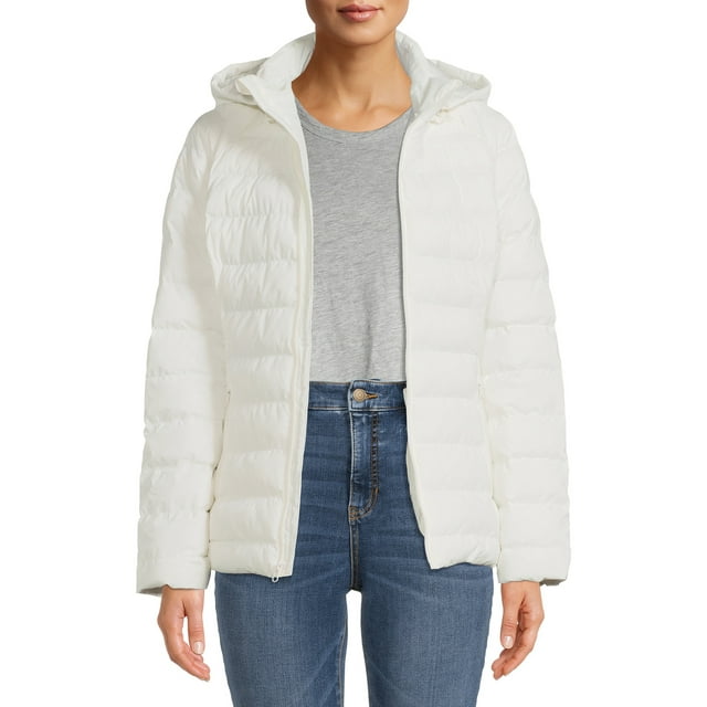 Time and Tru Women's and Plus Packable Stretch Zip Up Puffer Jacket - Walmart.com