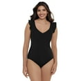 Time And Tru Womens And Plus Solid Ruffle Strap One Piece Swimsuit