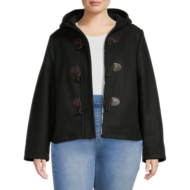Time and Tru Women's and Plus Toggle Coat with Hood - Walmart.com