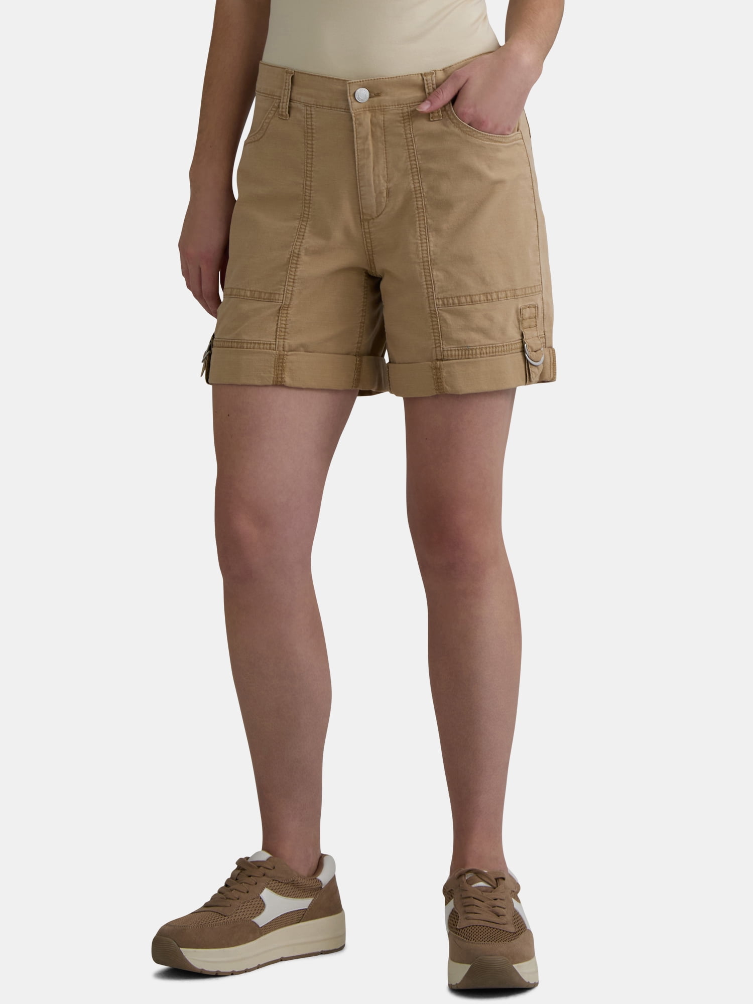 Time and Tru Women's and Women’s Plus Convertible Cargo Shorts, 6 ...