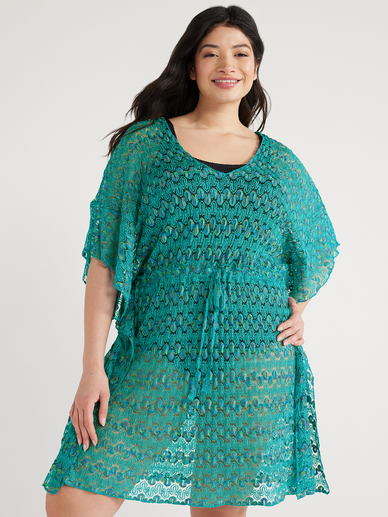 Time And Tru Women s And Women s Plus Crochet Kaftan Coverup Sizes S