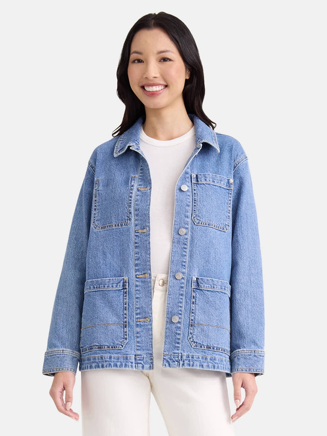 Time and Tru Women's Denim Chore Jacket XS-4X - Walmart.com
