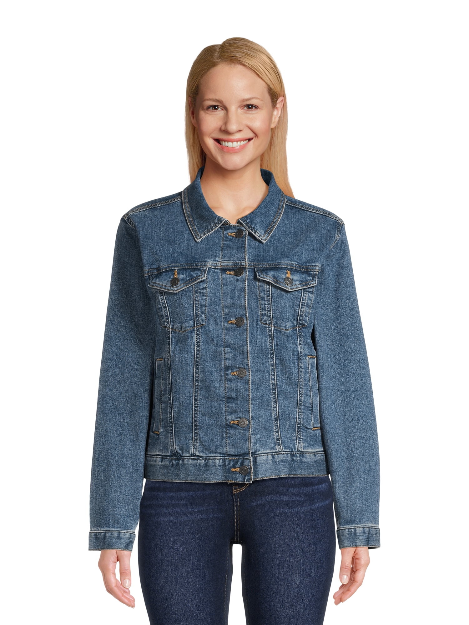 Time and Tru Women's and Women's Plus Denim Jacket, Sizes XS-4X ...