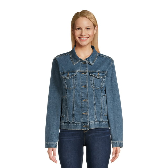Time and Tru Women's and Women's Plus Denim Jacket, Sizes XS-4X ...