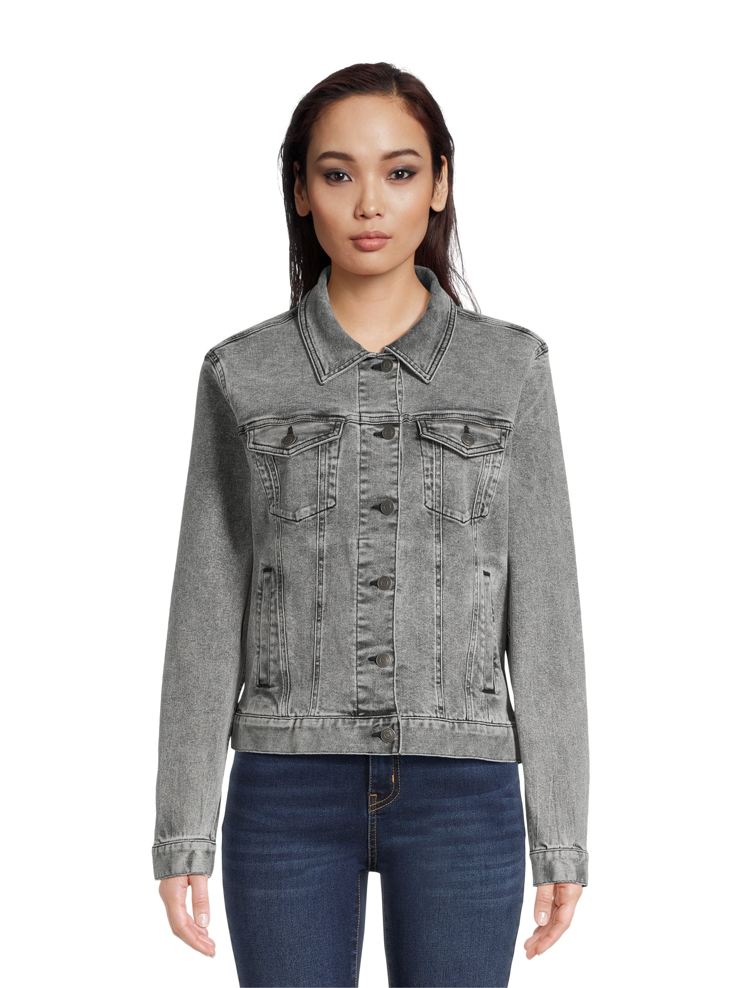 Time and Tru Women's and Women's Plus Denim Jacket, Sizes XS-4X ...