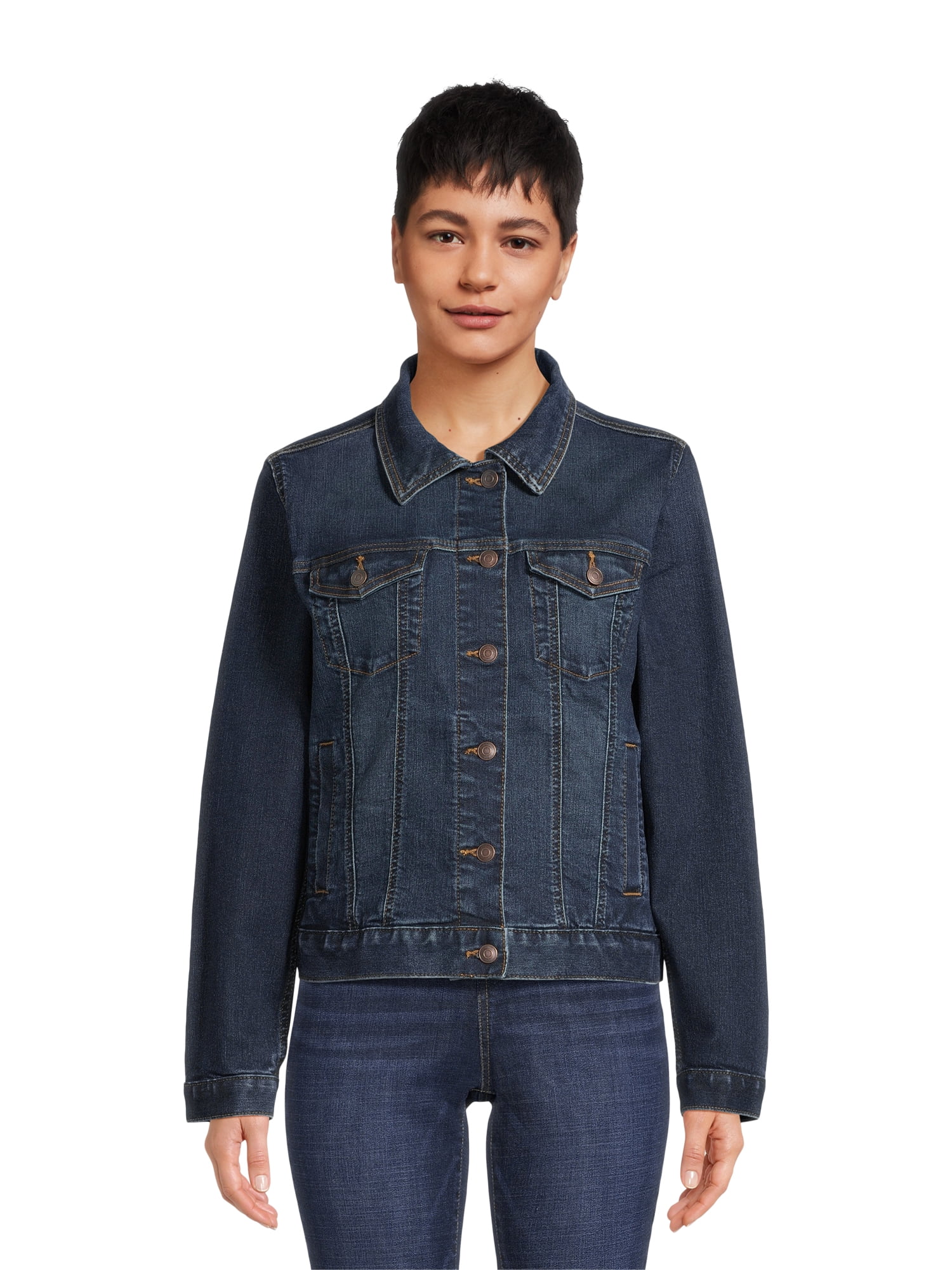Time and Tru Women's and Women's Plus Denim Jacket, Sizes XS-4X ...