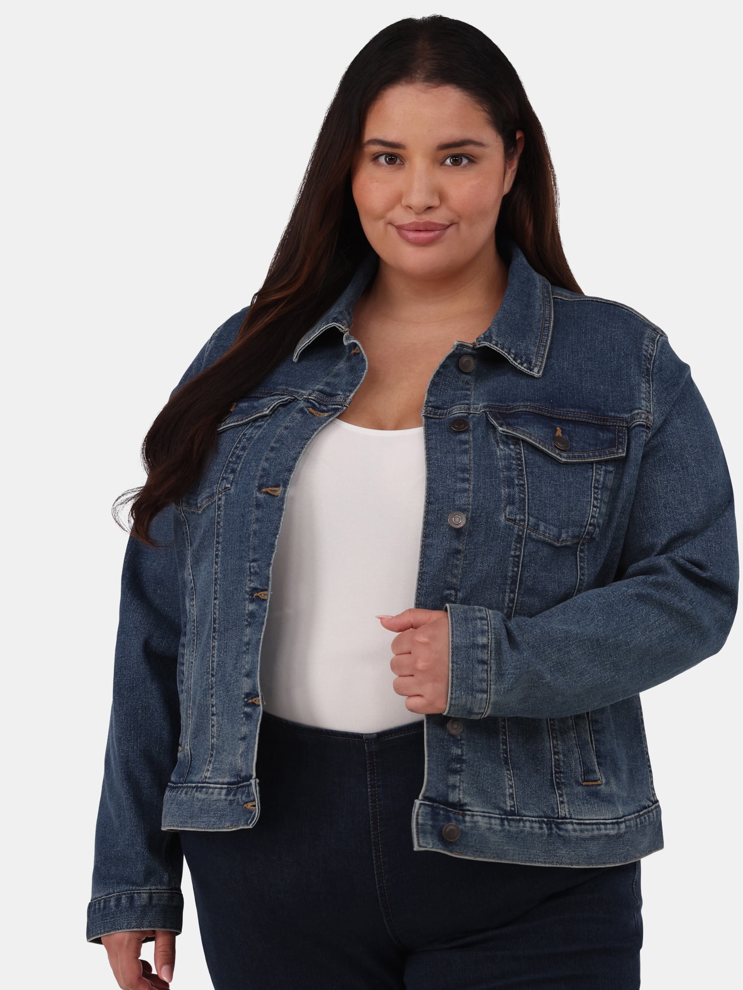 Time and Tru Women's and Women's Plus Denim Jacket, Sizes XS-4X ...