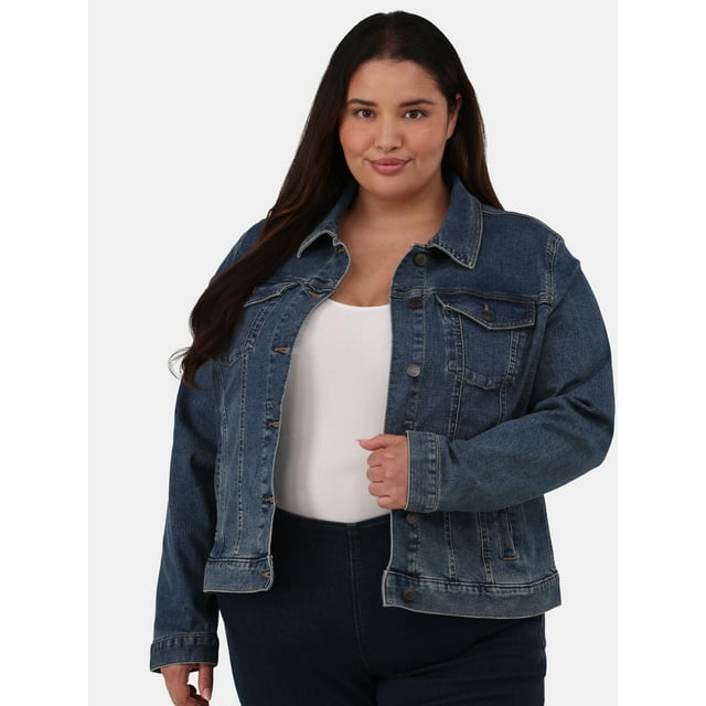Time and Tru Women's and Women's Plus Denim Jacket, Sizes XS-4X ...