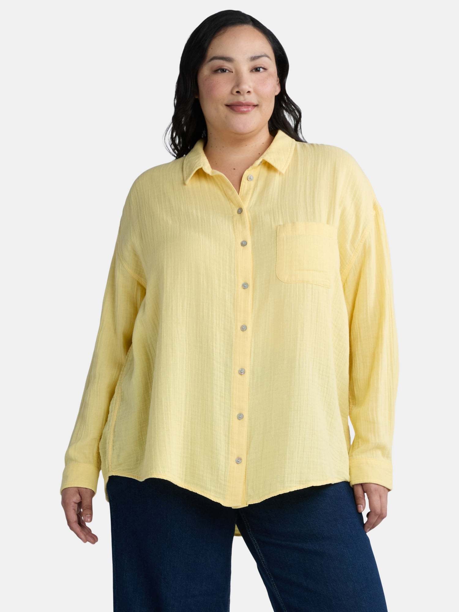 Time and Tru women's Plus Double Cloth Shirt - 4X - Walmart.com