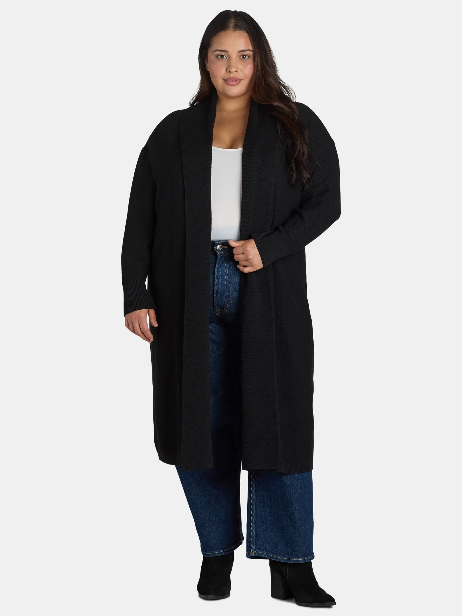 Time and Tru Women's and Women’s Plus Duster Cardigan Sweater ...