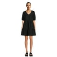 Time and Tru Women's and Women's Plus Eyelet Mini Dress with Puff ...