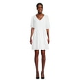 Time and Tru Women's and Women's Plus Eyelet Mini Dress with Puff ...