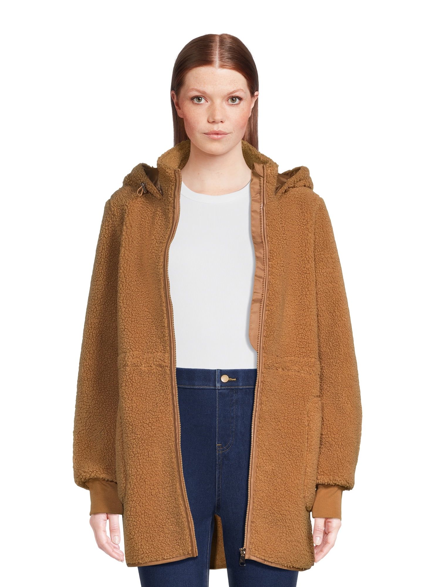 Time and True Womens Midlength Chinch Waist Sherpa - Walmart.com