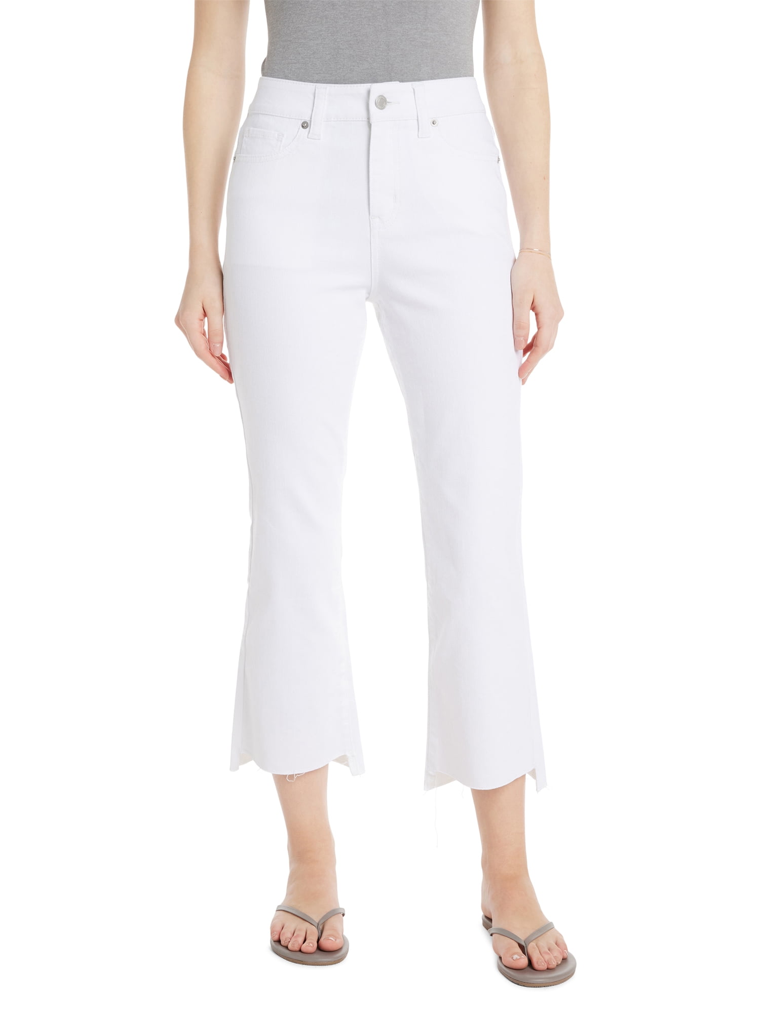 Time and Tru Women's and Women's Plus High Rise Step Hem Kick Flare ...