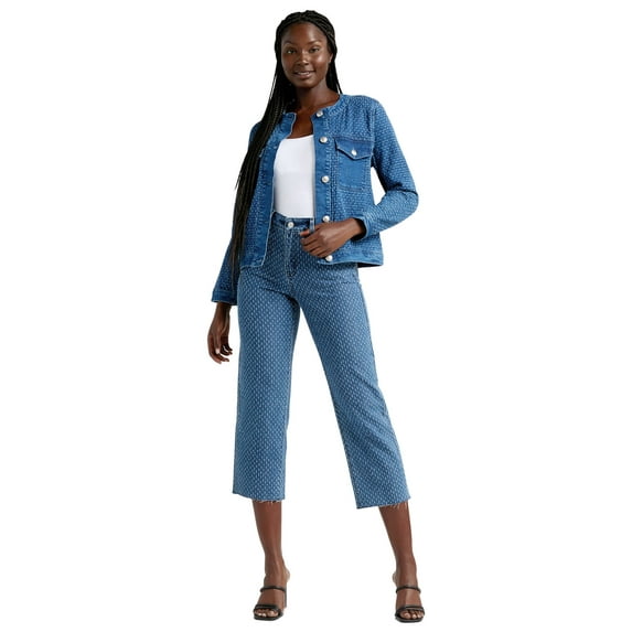 Time and Tru Women's and Women's Plus High-Rise Straight Crop Tweed ...