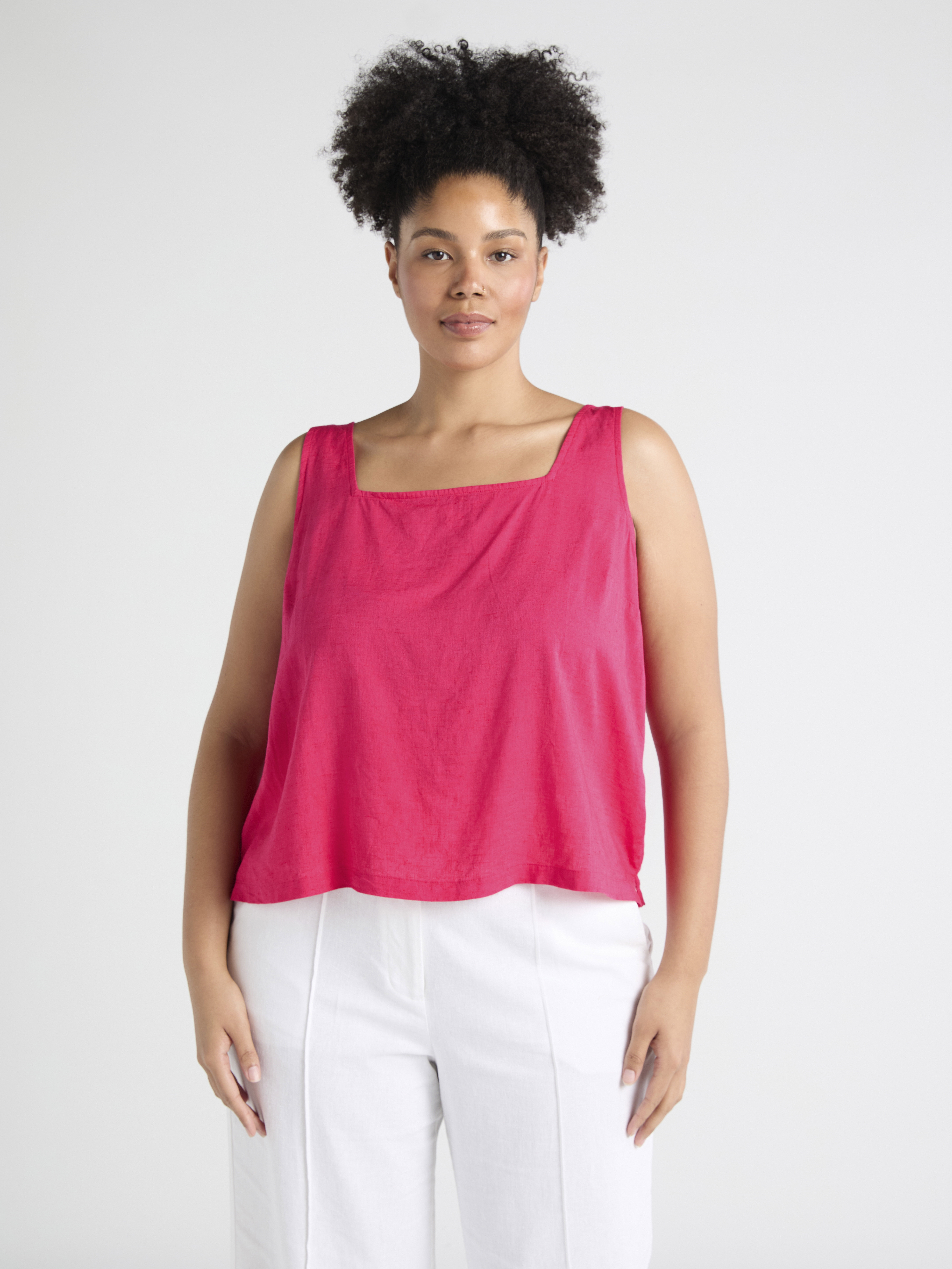 Time and Tru Women's and Women's Plus Linen Blend Tank Top, Sizes XS-4X ...