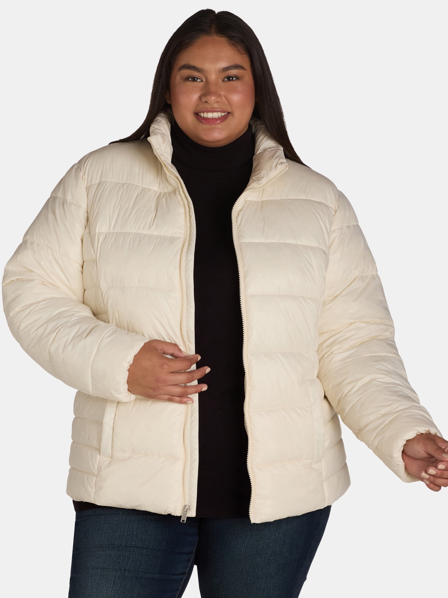 Time and Tru Women's and Women's Plus Puffer Jacket, Sizes XS-3X ...