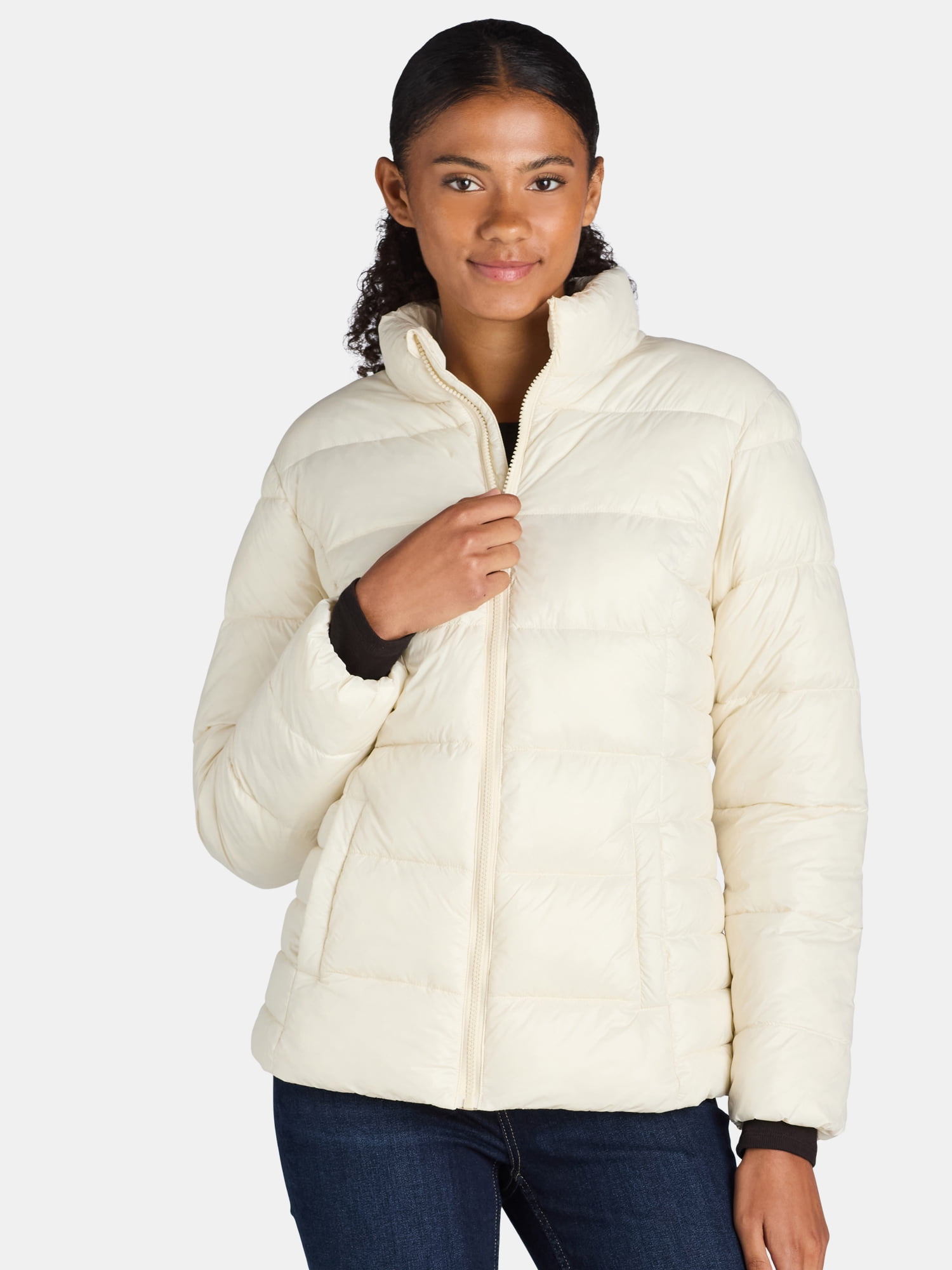 Time & Tru Women's Puffer Jacket XS-3X Lightweight, Warm, Functional ...