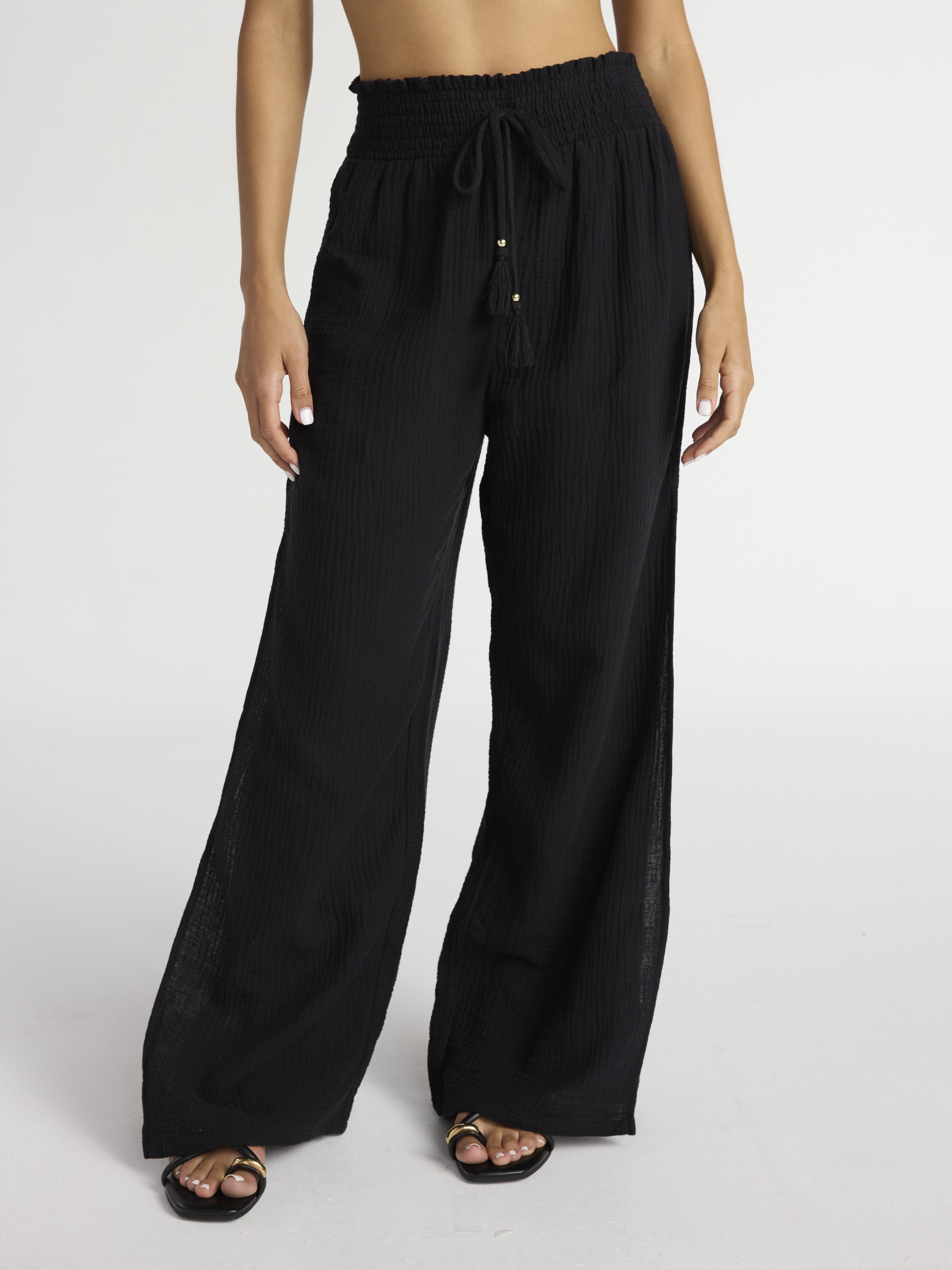 Time and Tru Women's and Women's Plus Side Slit Cotton Coverup Pants ...