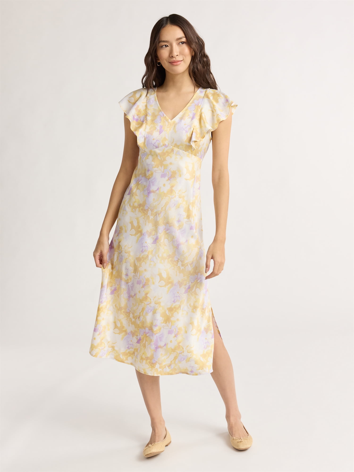 Time And Tru Flutter Sleeve Dress