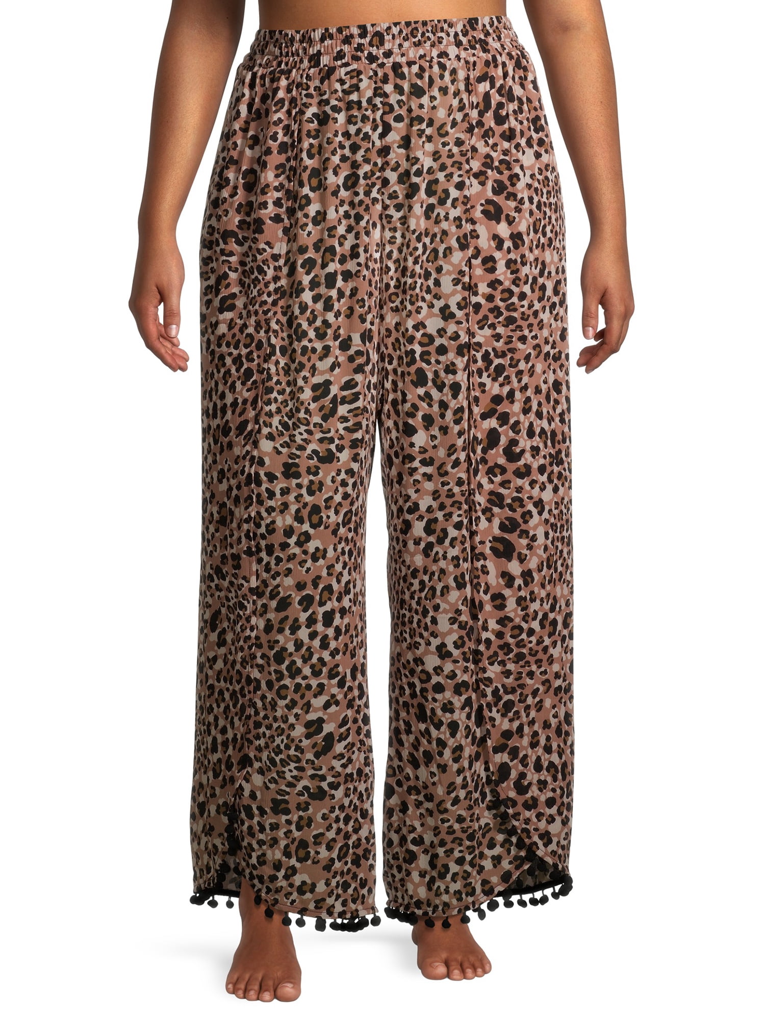 Time and Tru Women's and Women's Plus Size Tulip Trim Pant Cover Up ...