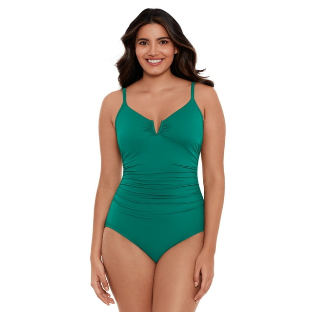 Time And Tru Womens And Womens Plus Size V Wire Front One Piece
