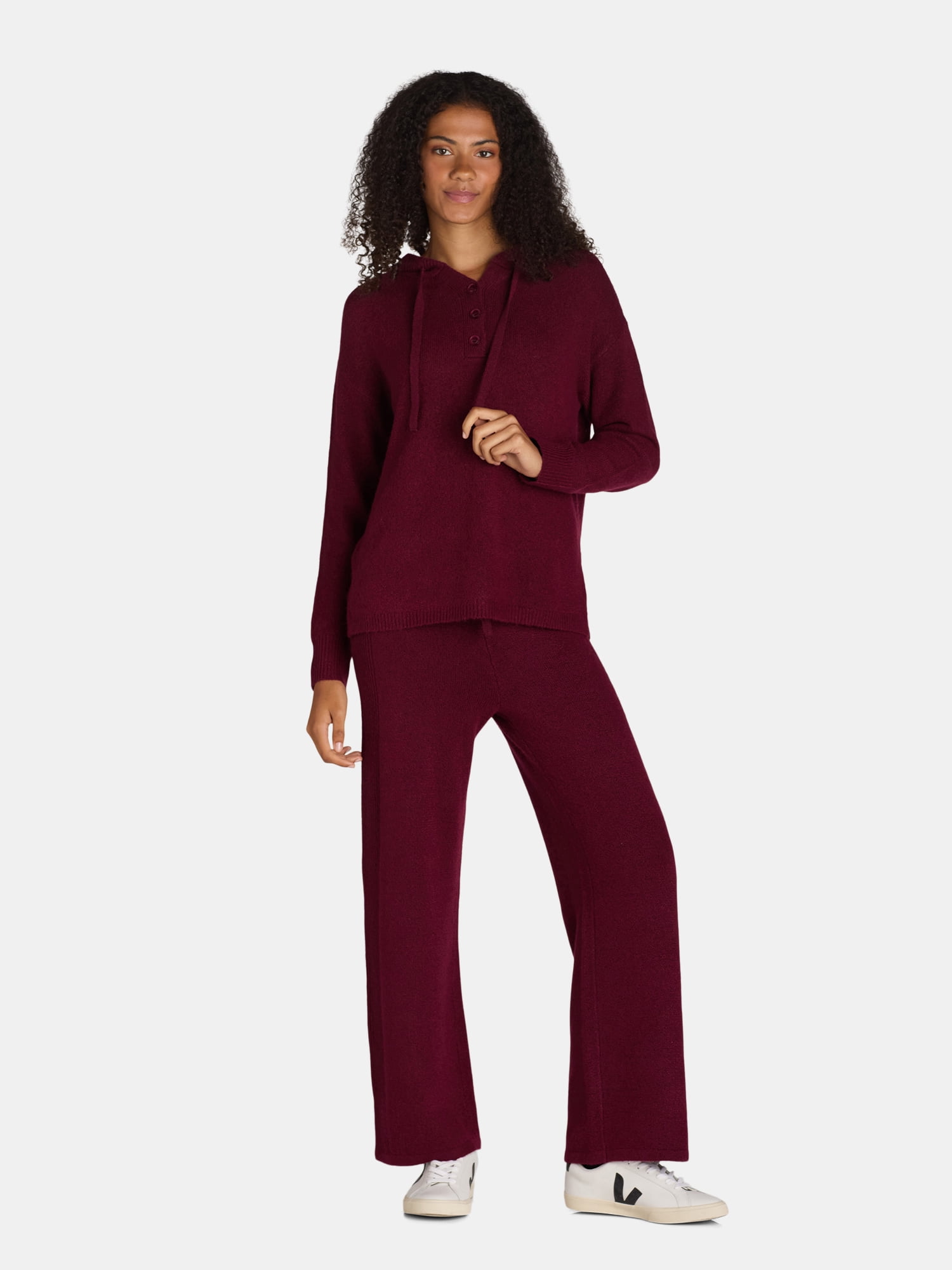 Time and Tru Women's and Women's Plus Sweater Hoodie and Pants Set, 2 ...