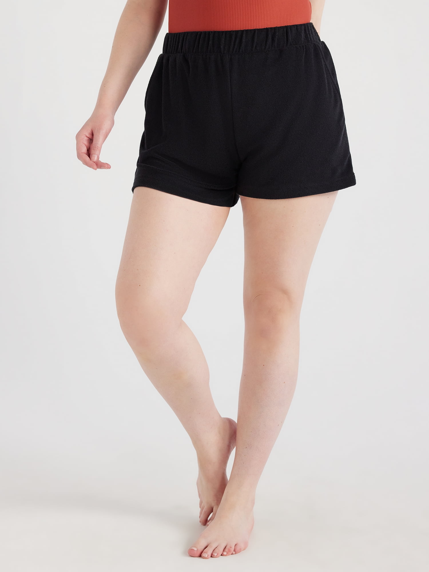 Time and Tru Women's High-Rise Short Rich Black Swimwear Cover-Up, Size ...