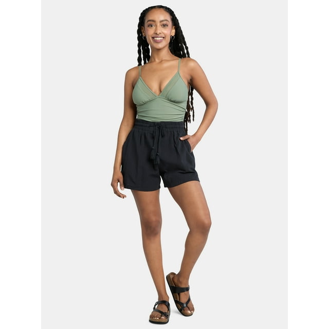 Time and Tru Women’s and Women’s Plus Textured Cotton Coverup Shorts ...
