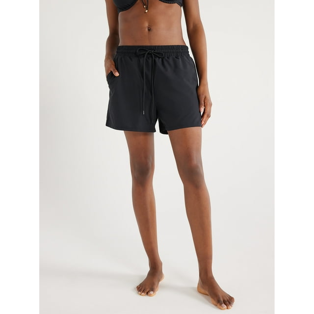 Time and Tru Women's and Women's Plus Woven High Waist Short Swim ...
