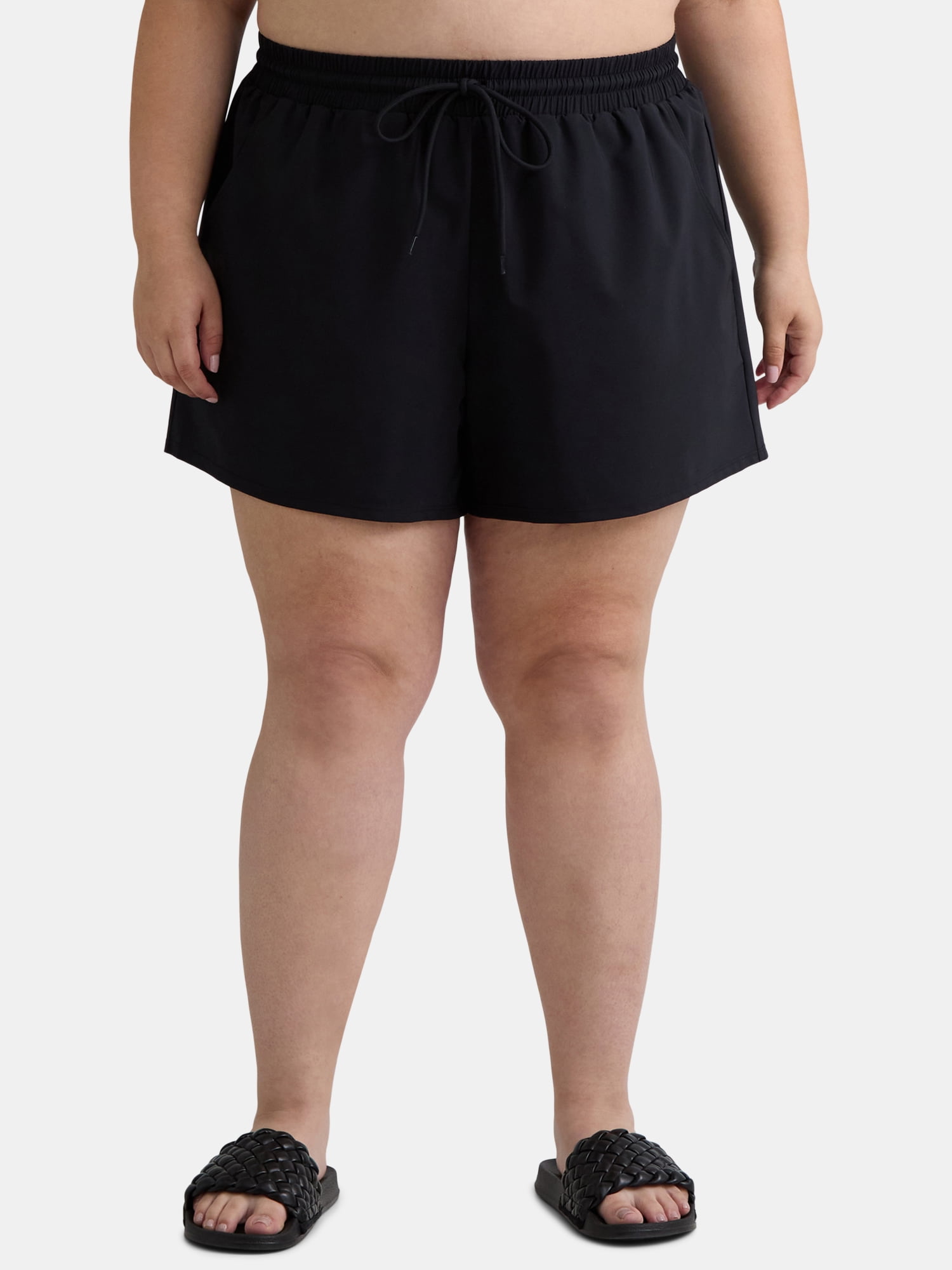 Time and Tru Women's and Women's Plus High Rise Swim Shorts, Sizes XS ...