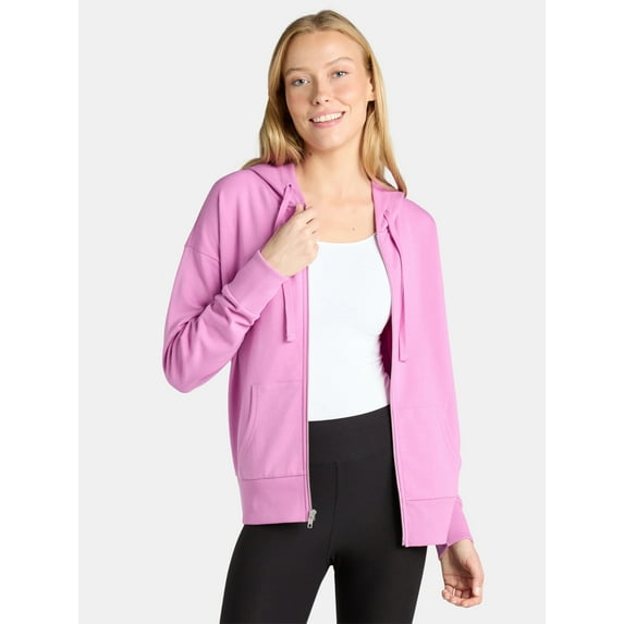 Time and Tru Women's and Women’s Plus Zip Front Fleece Hoodie Jacket ...
