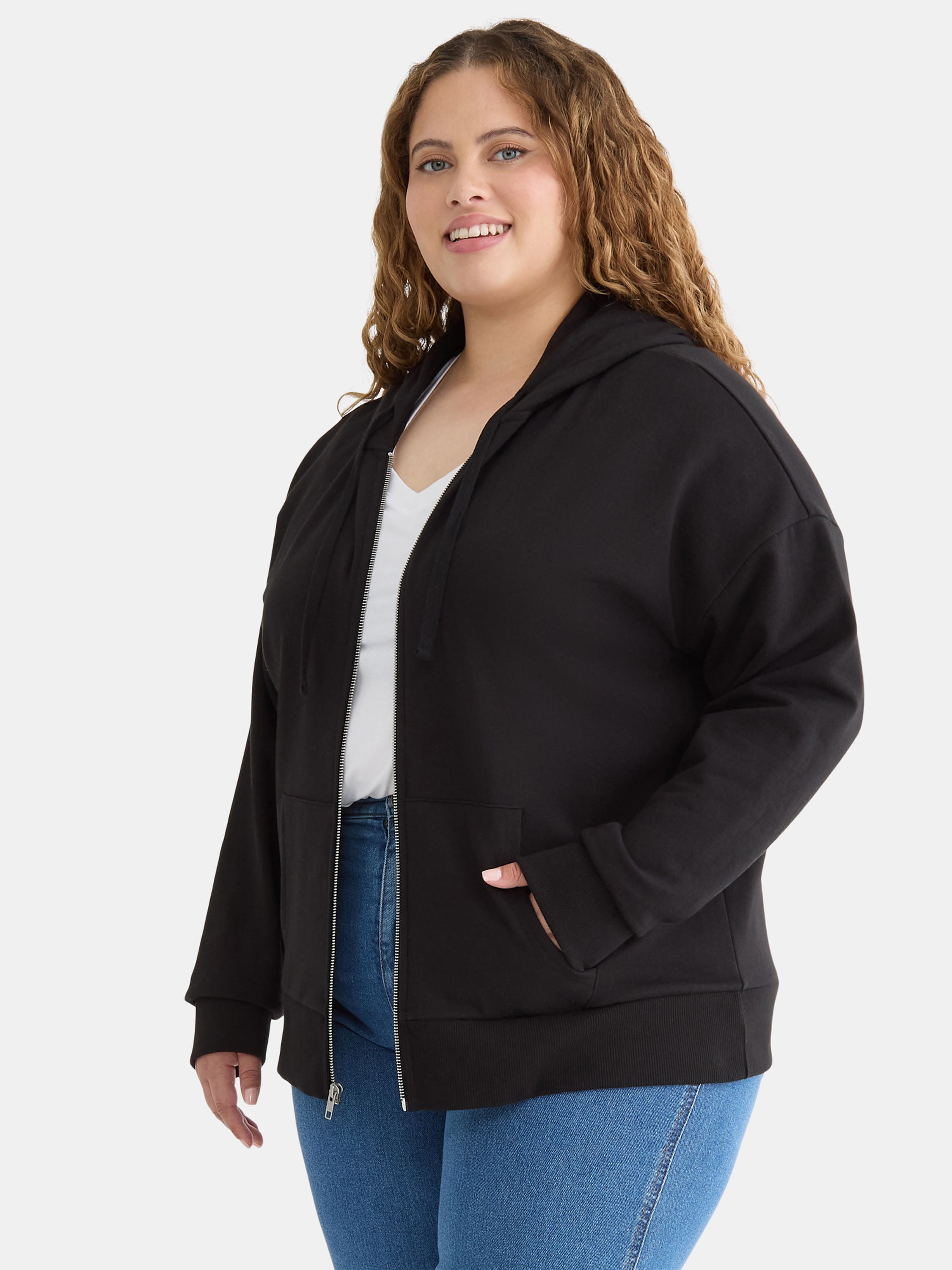 Time and Tru women's Plus Zip Up Fleece Jacket - Hooded Fleece ...