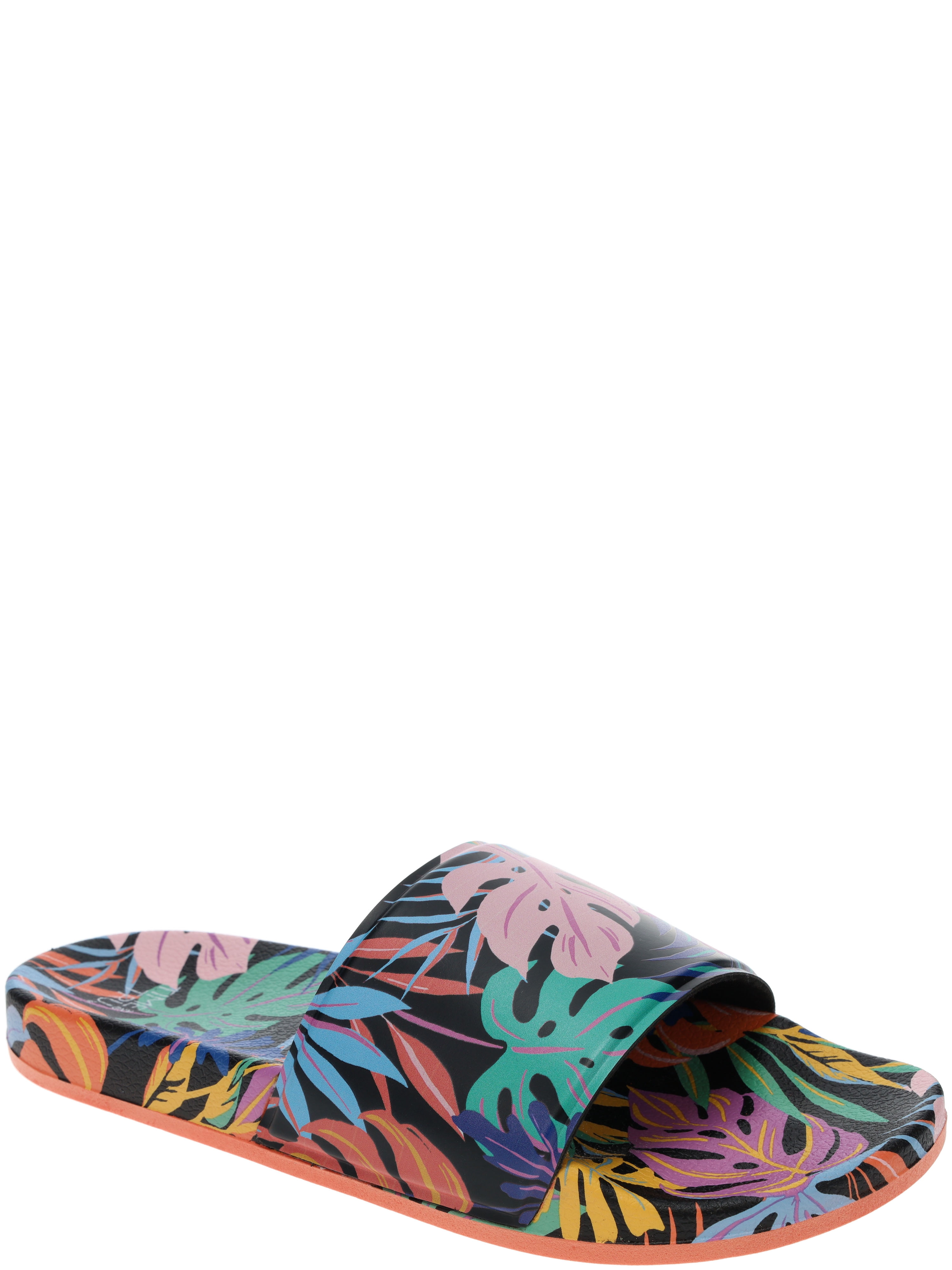 Time and Tru Womens Pool Slides Palm, Sizes 6-11 - Walmart.com