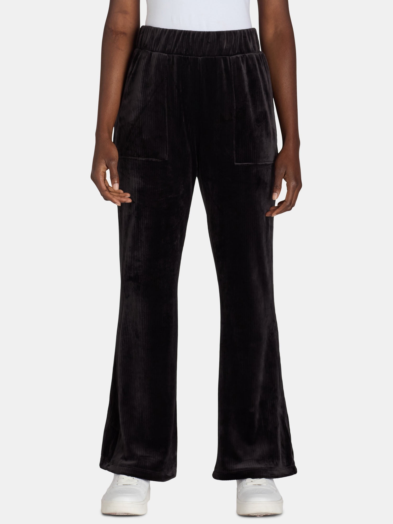 Time & Tru Women's Ribbed Velour Pants, 29” Inseam, S-XXXL, Comfy Stylish Relaxed Fit - Walmart.com