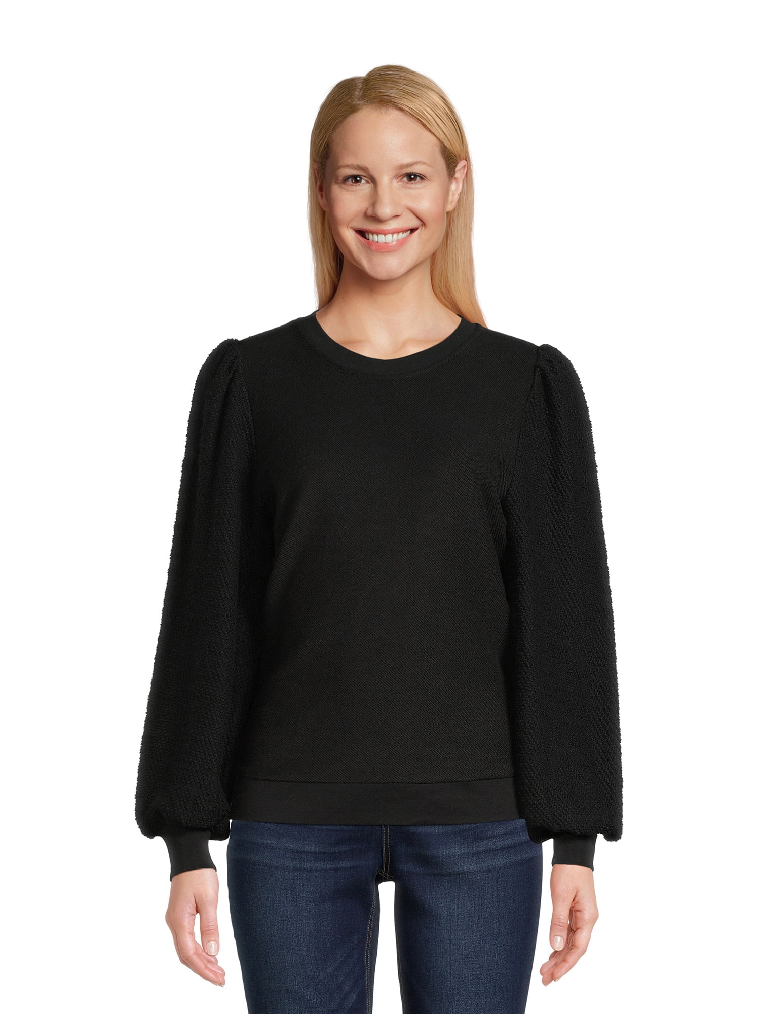 Time and True Women's Textured Sleeve Top, Sizes S-XXXL - Walmart.com