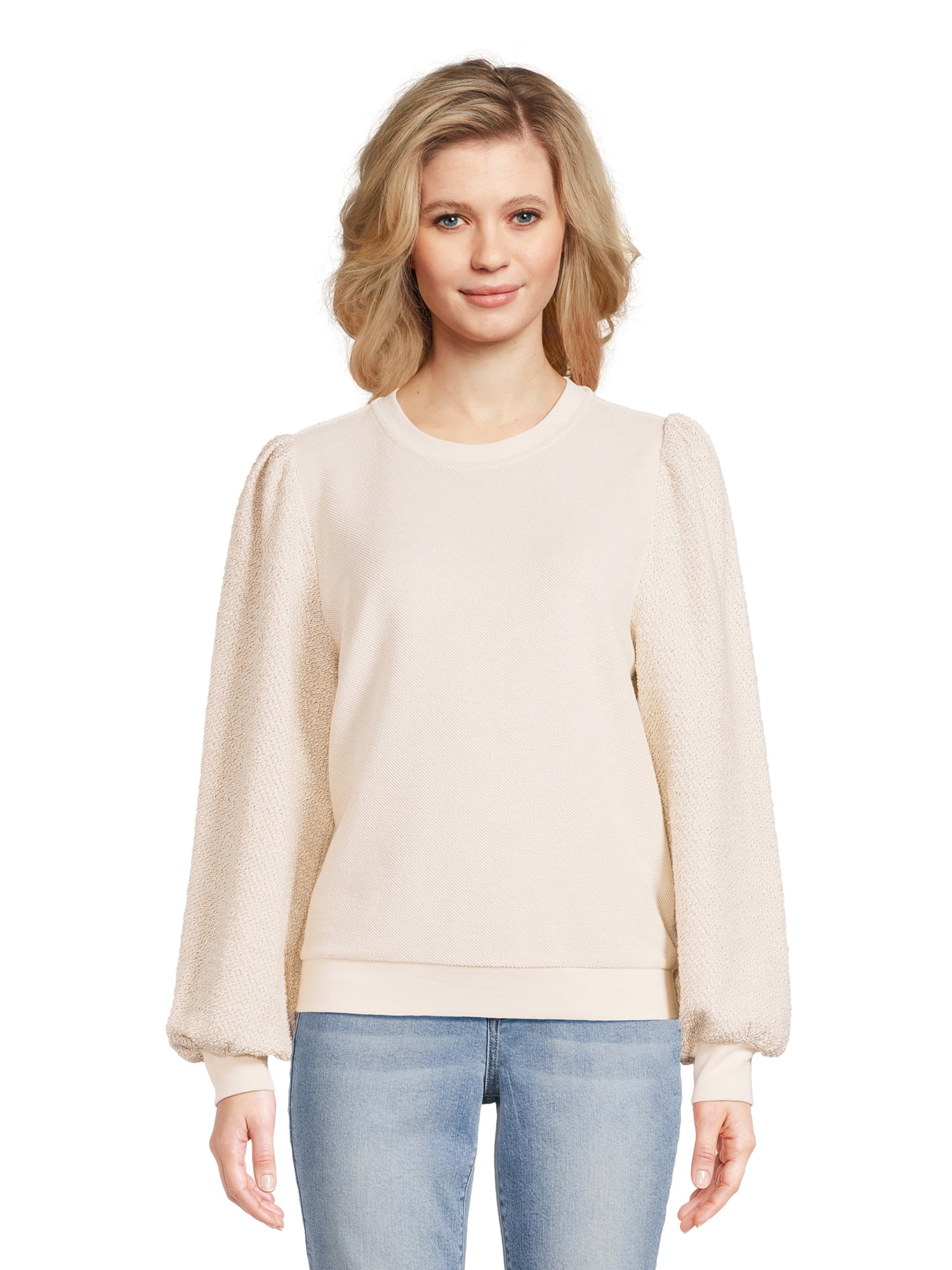 Time and True Women's Textured Sleeve Top, Sizes S-XXXL - Walmart.com