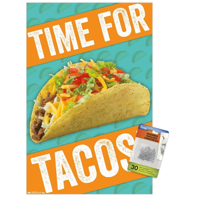 Time for Tacos! Wall Poster with Push Pins, 14.725" x 22.375" - Walmart.com