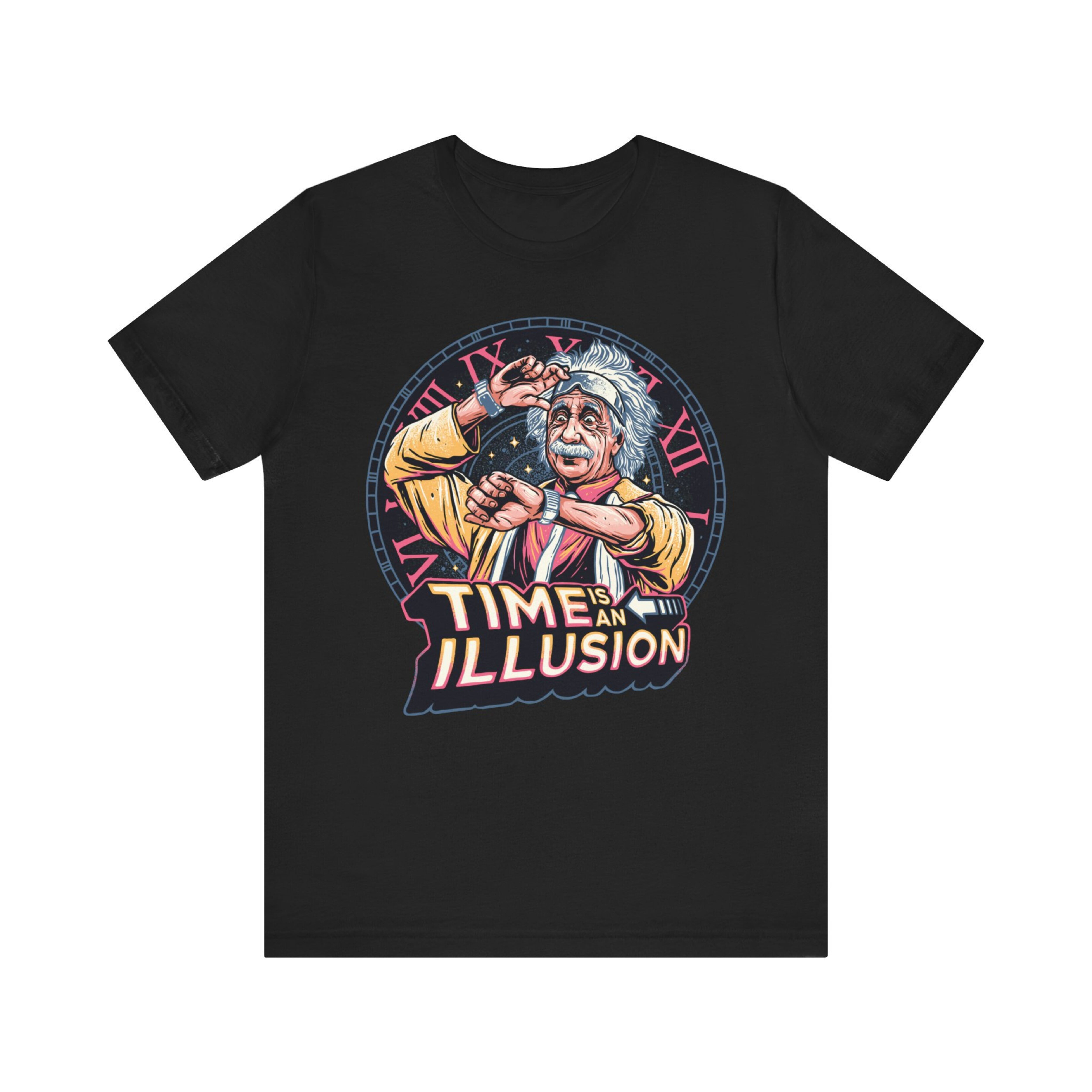 Time is an Illusion Parody Tee Mad Scientist Watching Time Famous ...