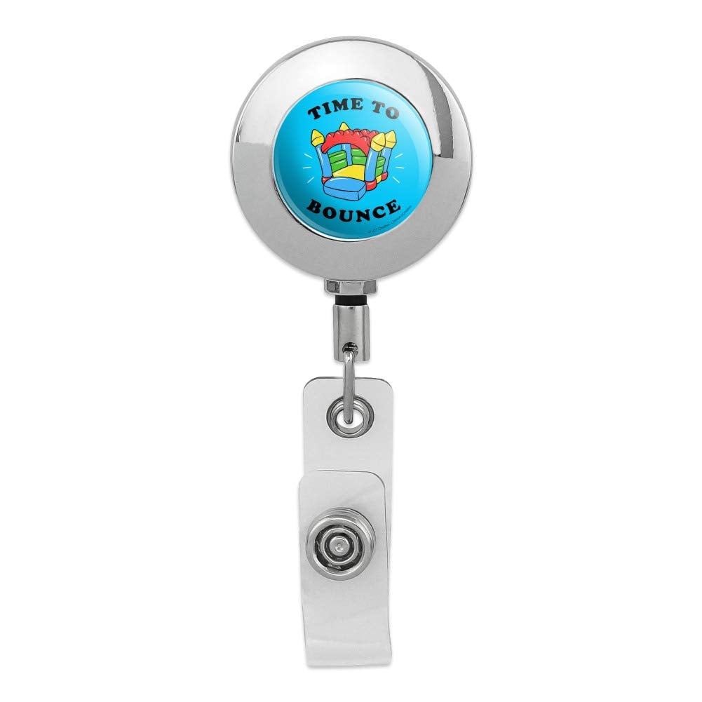 Time to Bounce House Funny Humor Retractable Reel Premium Metal Chrome ...