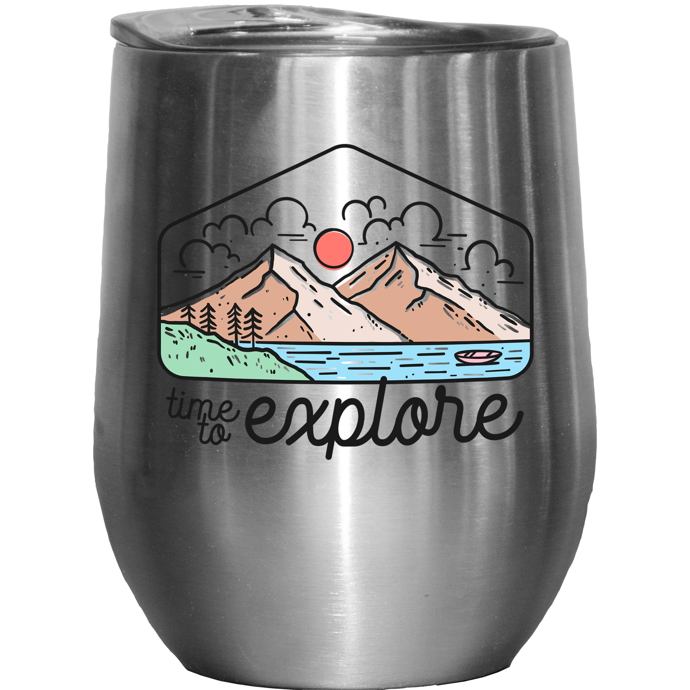 Time to Explore, Hiking, Vacation or Adventure Themed Line Art Merch ...