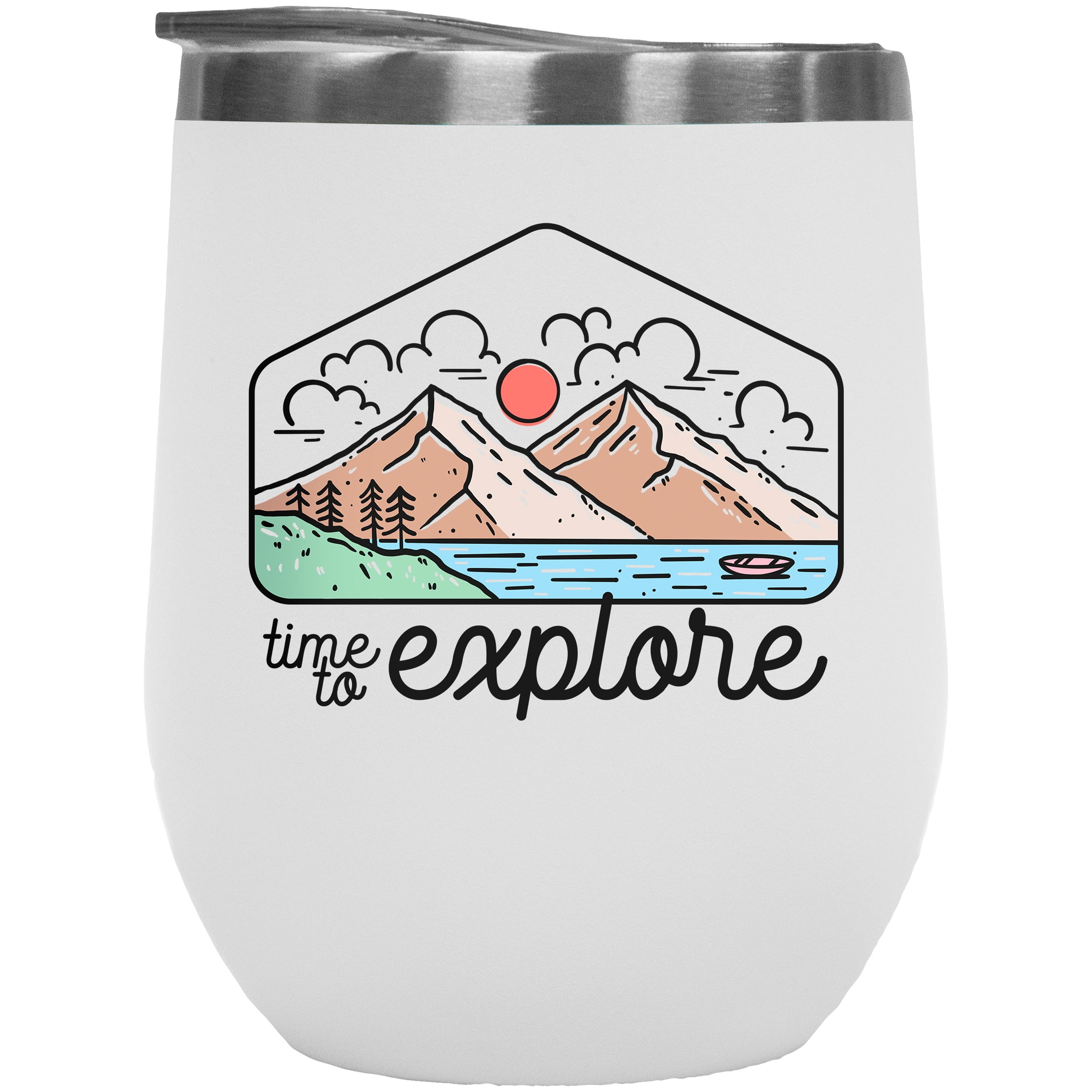 Time to Explore, Hiking, Vacation or Adventure Themed Line Art Merch ...