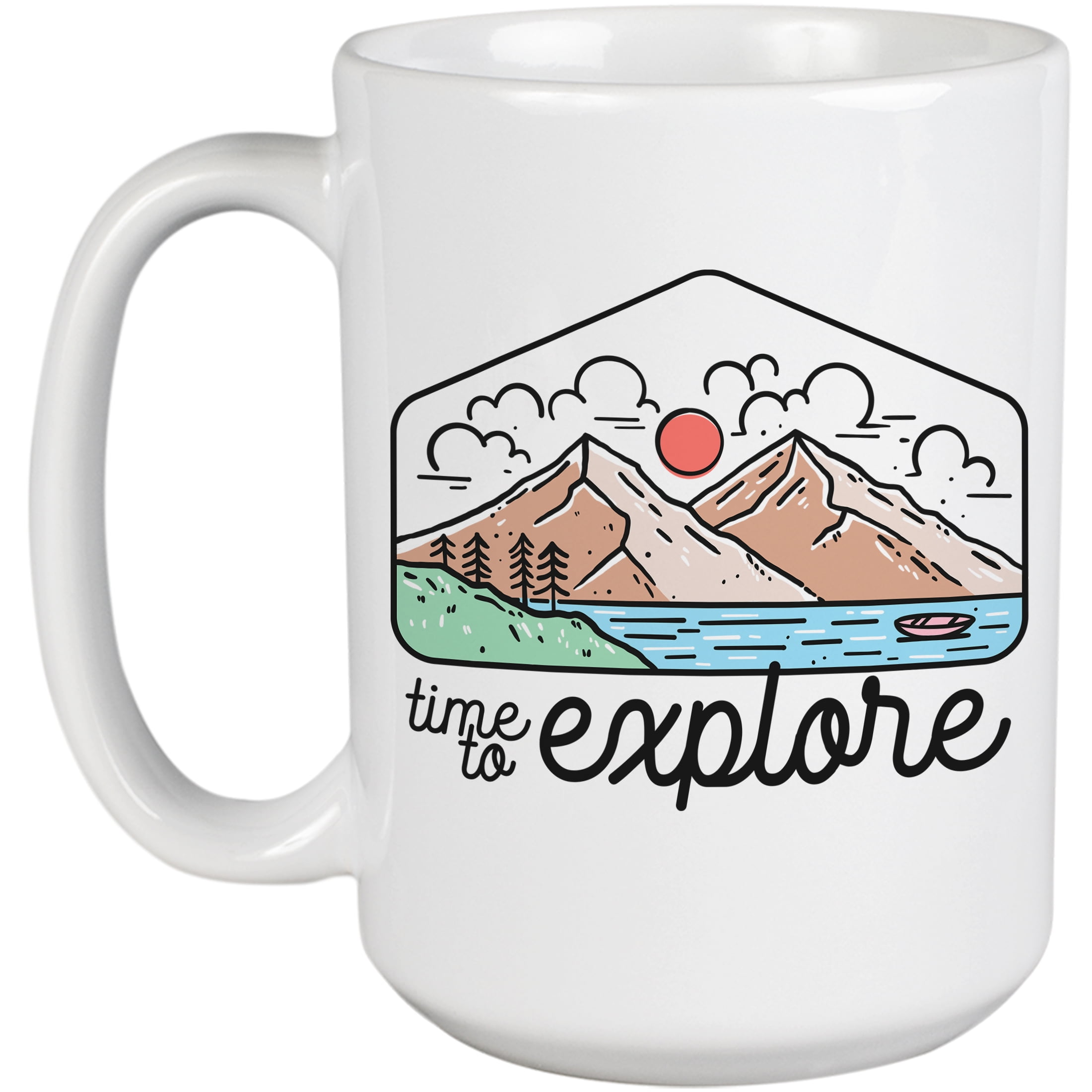 Time to Explore, Hiking, Vacation or Adventure Themed Line Art Merch ...