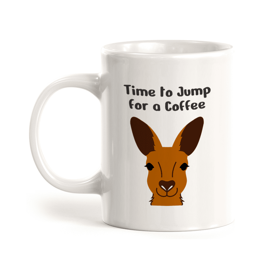 Time to Jump for a Coffee Kangaroo 11oz Coffee Mug | Funny Animal Mugs ...