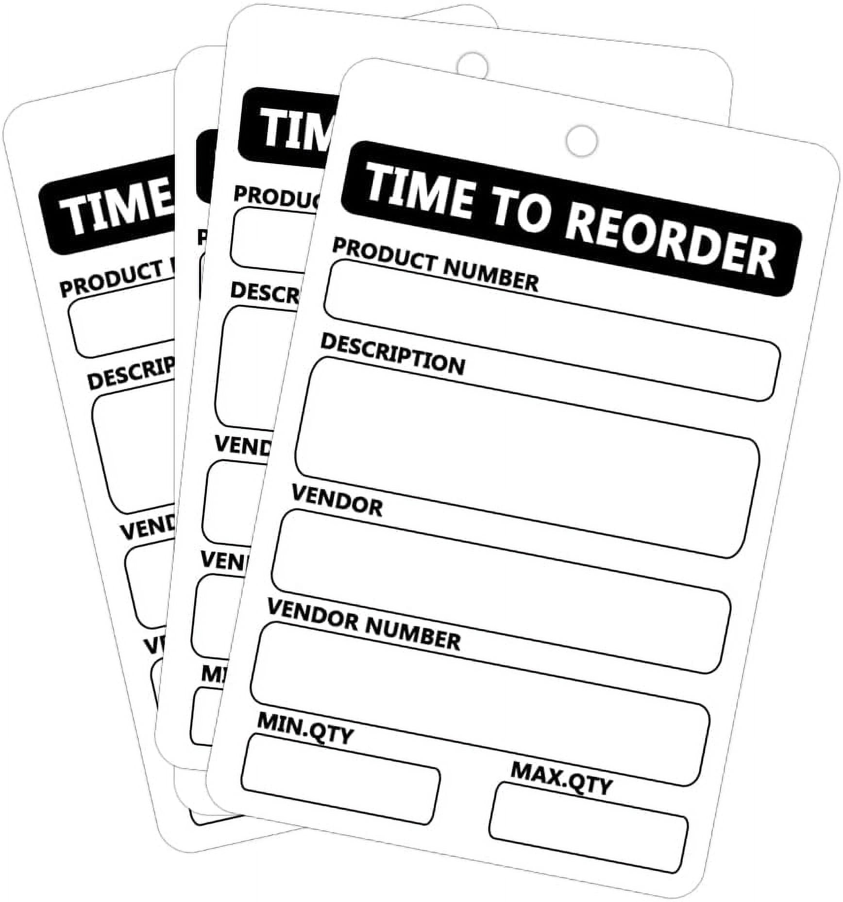 Time to Reorder Tags 2.5x3.5inch Inventory Cards Labels for Business Inventory Management 100Pcs ...